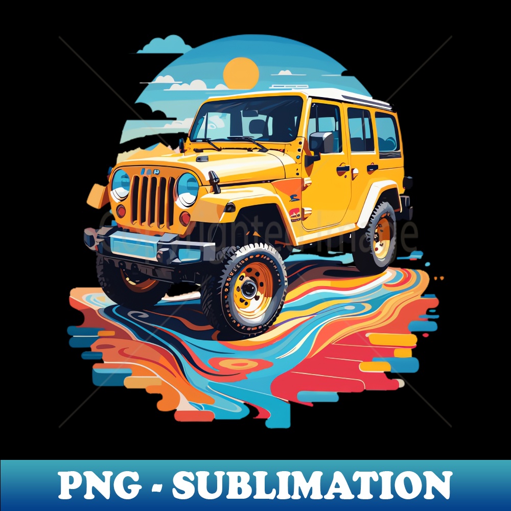 Yellow Jeep - PNG Transparent Sublimation Design - Perfect f | Inspire ...