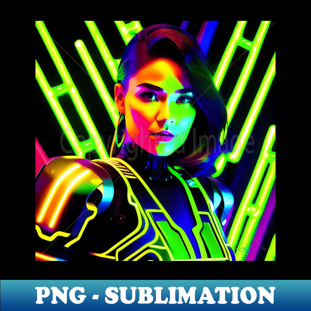 Neon Cyborg Woman - Cyberpunk 94 - PNG Transparent Sublimati - Inspire ...