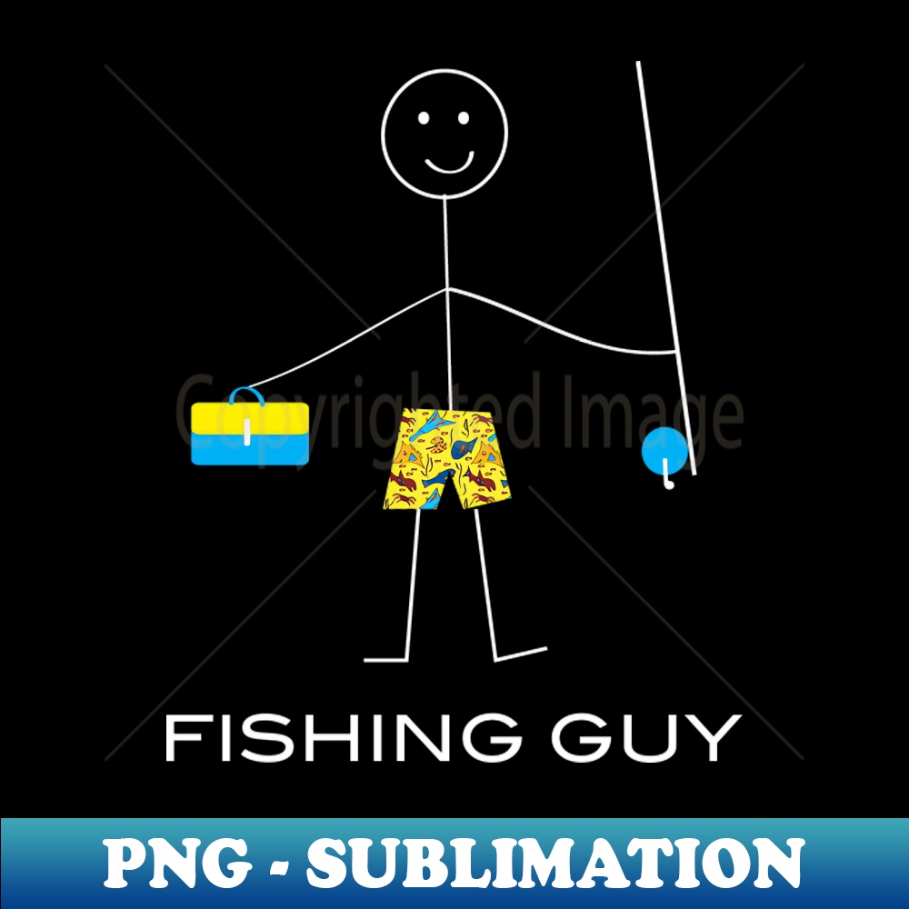 Funny Fishing Guy Illustrated Stick Man Fisherman - Retro PN | Inspire ...