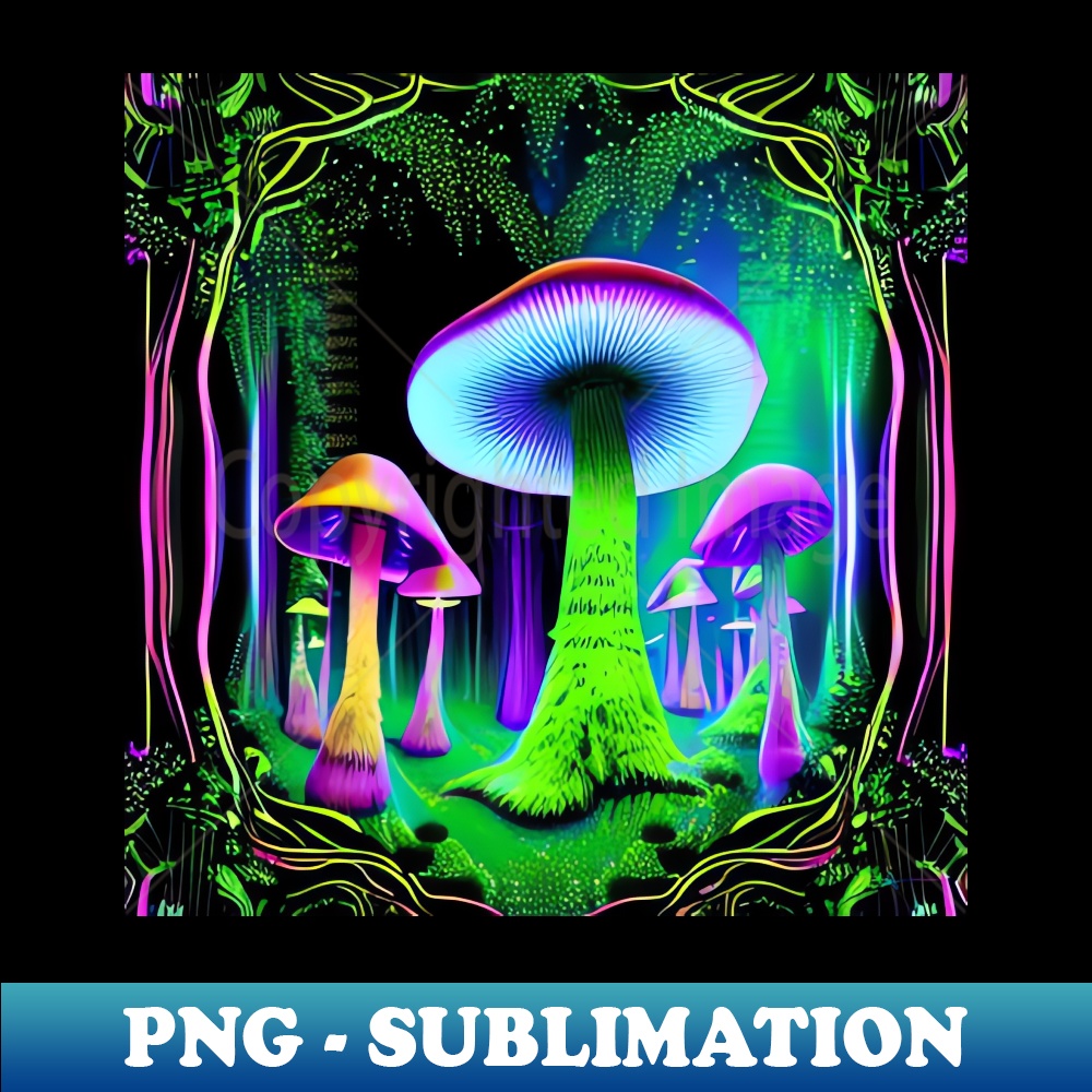 Shrooms Blacklight Poster Art 35 - Vintage Sublimation PNG D | Inspire ...