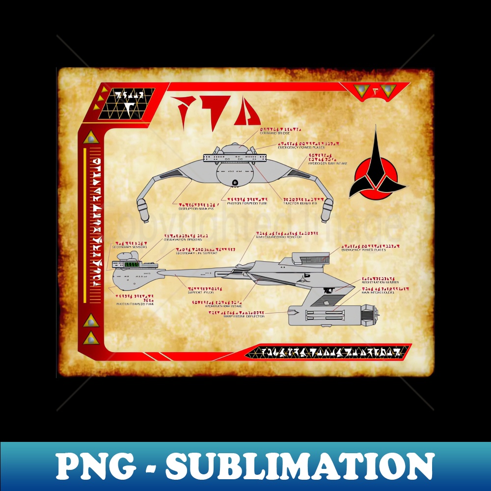 Alien Battle Cruiser Parchment Blueprint TOS Profile and Top | Inspire ...