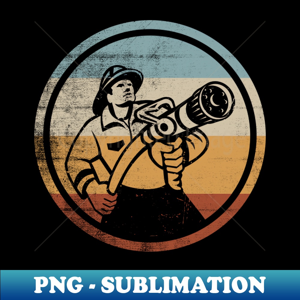 Retro Vintage Design Fireman Firefighter - Exclusive PNG Sub - Inspire Uplift