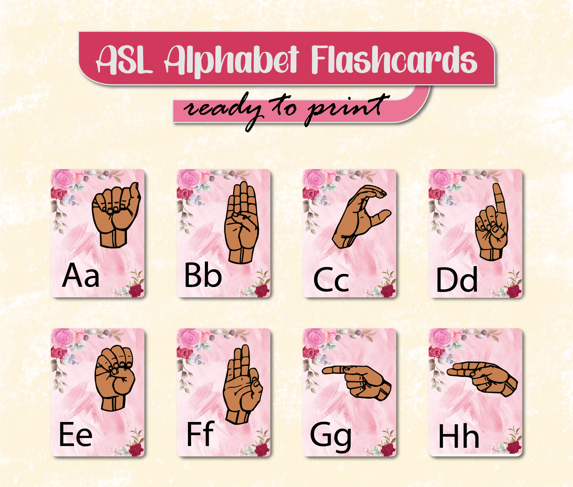 ASL (American Sign Language) Alphabet, 28 Flashcards, ASL Fl | Inspire ...