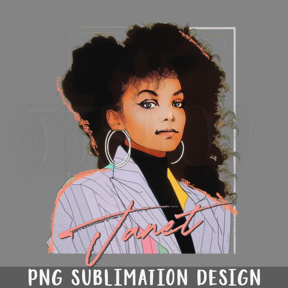 Janet 80s Aesthetic Original Fan Design PNG Download | Inspire Uplift