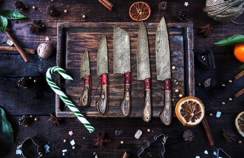 Hand Forged Damascus Steel, BBQ Knife Set, Chef Knife Set, C | Inspire ...