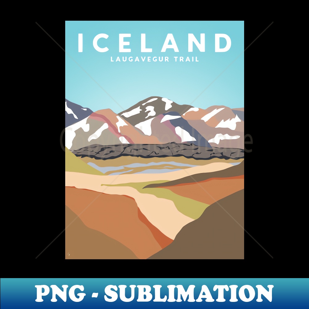 Iceland Laugavegur Trail Travel Poster - Retro PNG Sublimati - Inspire ...