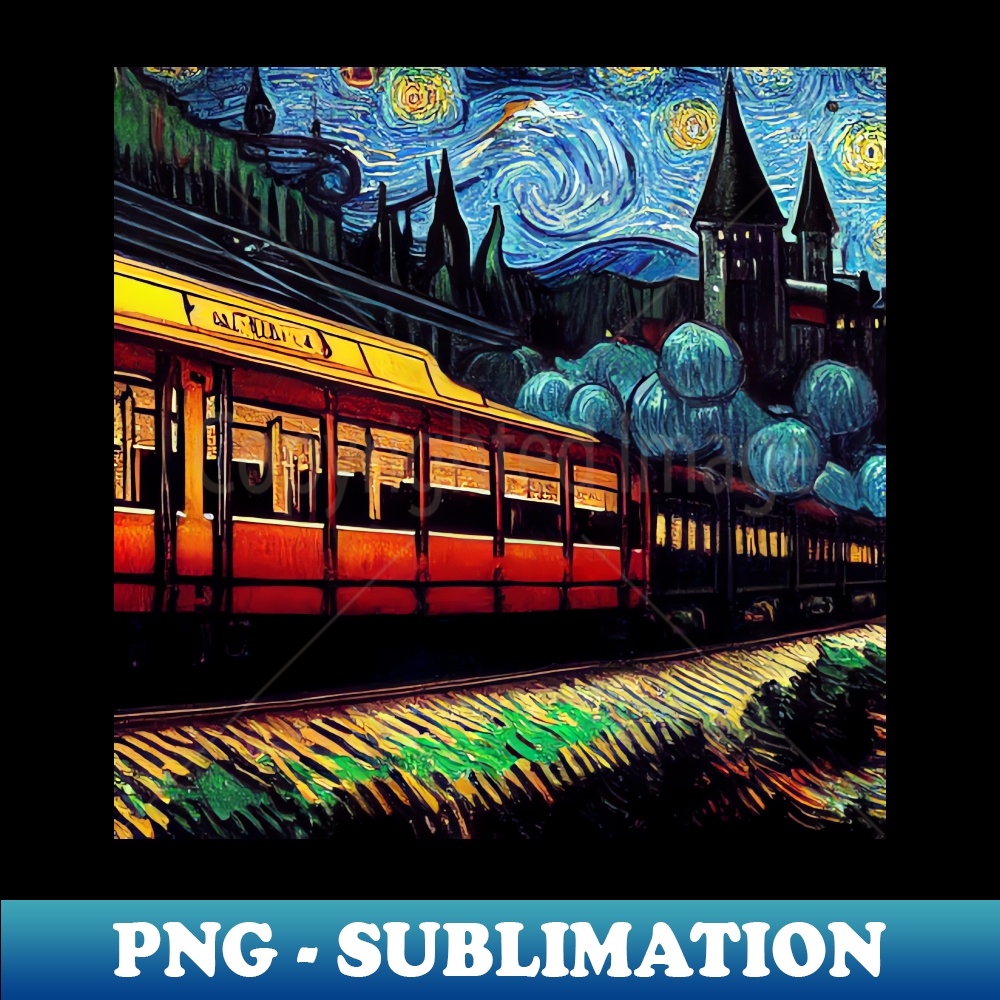 Starry Night Wizarding Express Train - Exclusive PNG Sublima - Inspire ...