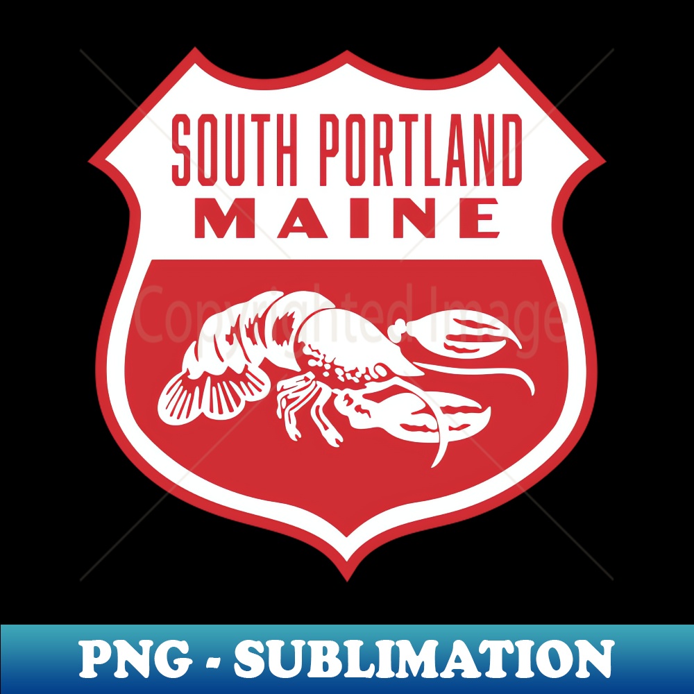 South Portland Maine Retro Lobster Shield White - PNG Transp - Inspire ...