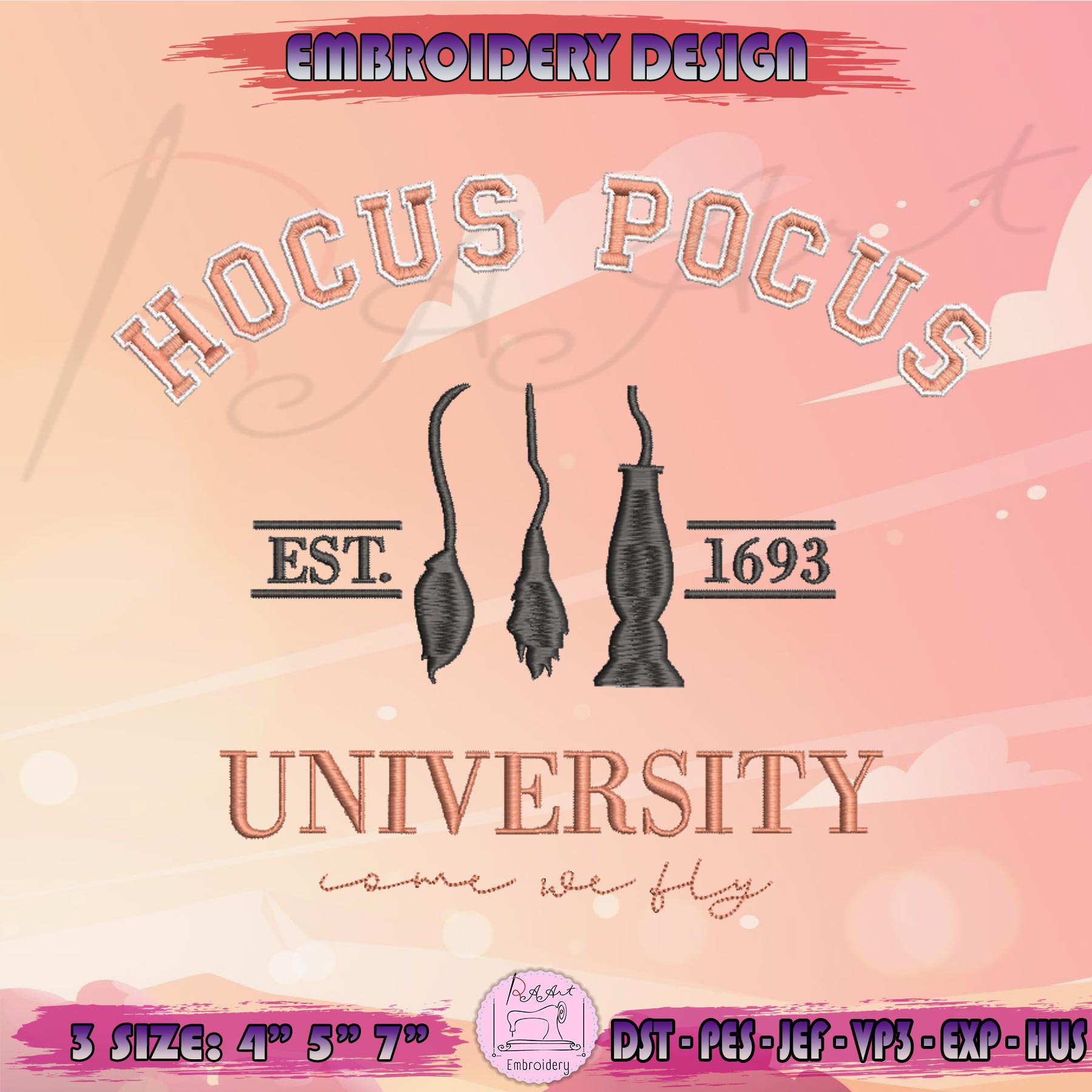 Hocus Pocus University Embroidery Design, Sanderson Sisters | Inspire ...