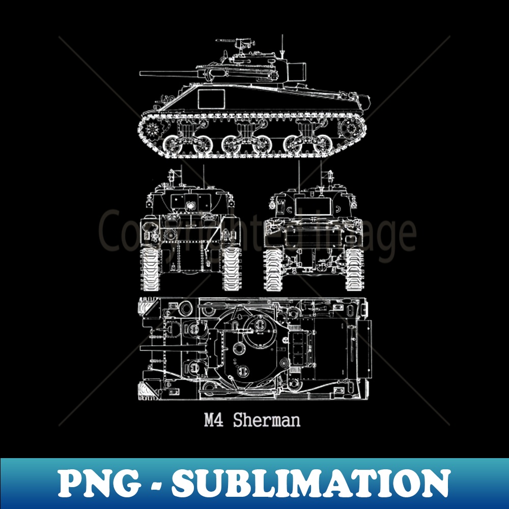 M4 Sherman World War 2 Vehicle Blueprint - Premium PNG Subl | Inspire ...