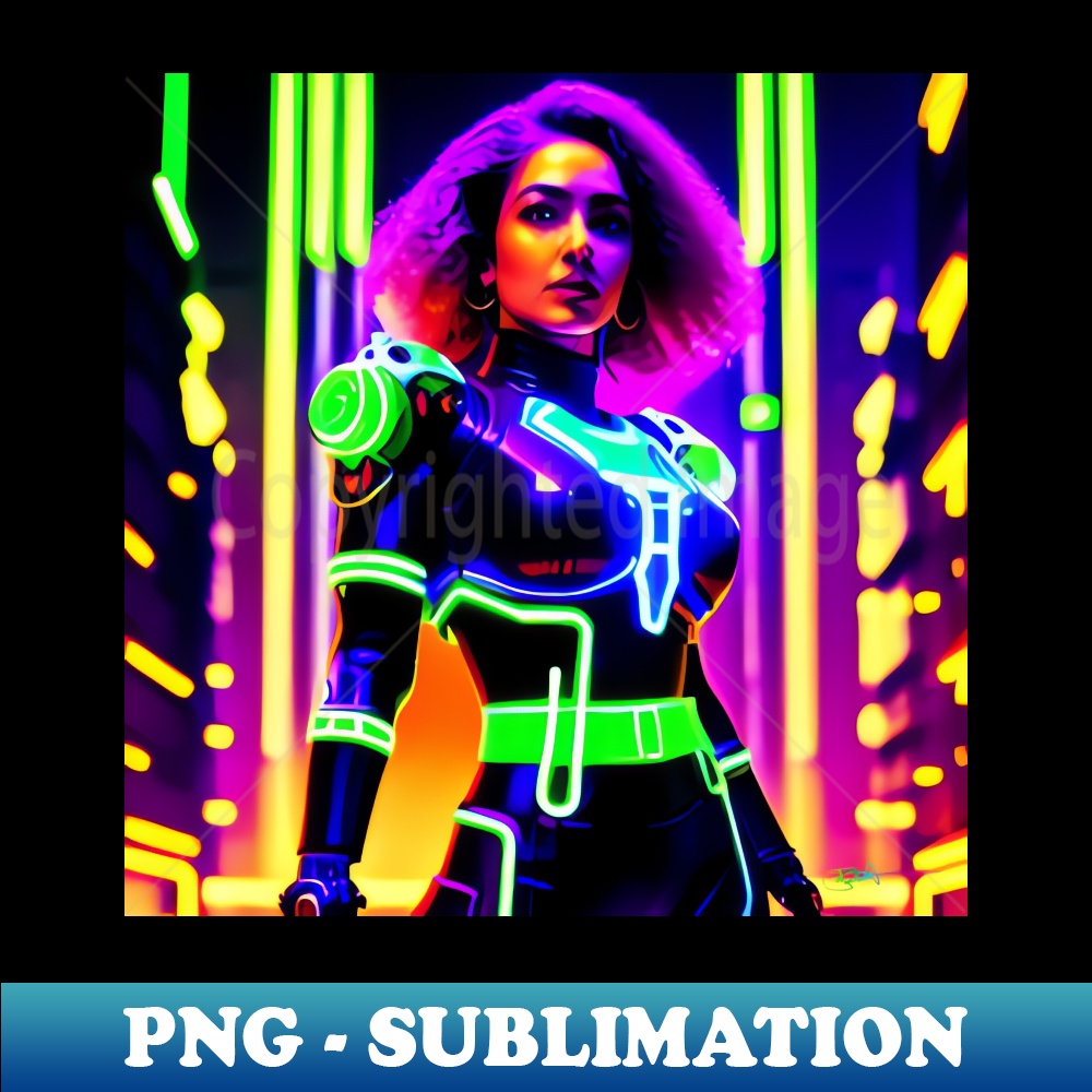 Neon Cyborg Woman - Cyberpunk 4 - Premium Sublimation Digita - Inspire ...