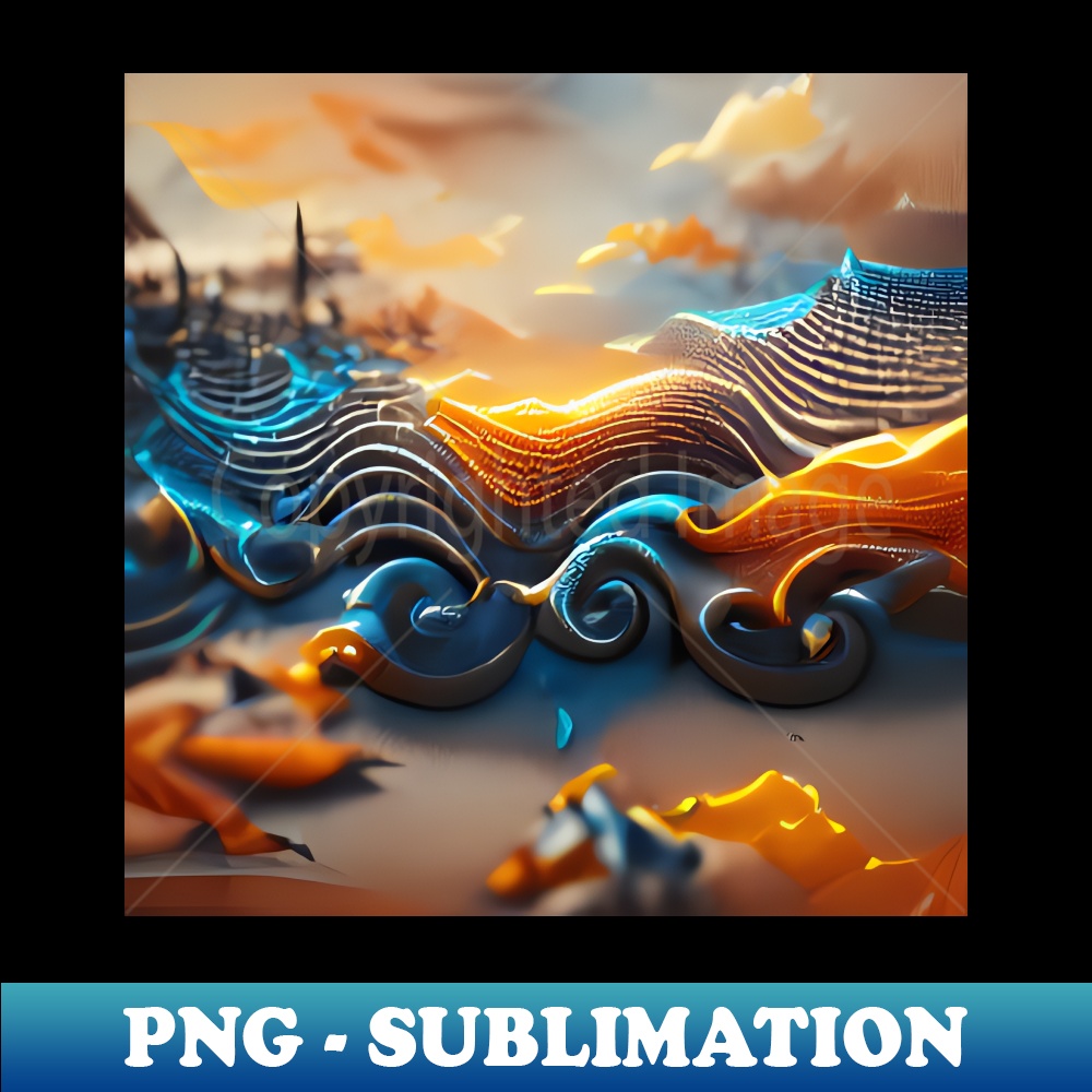 Blue and Orange Waves - Instant Sublimation Digital Download - Inspire ...
