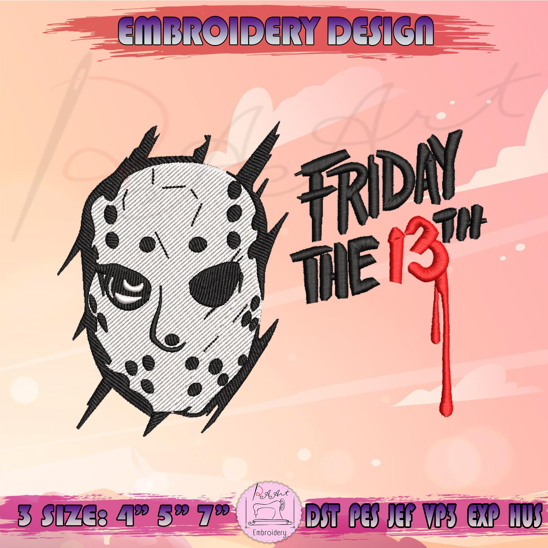 Friday The 13th Embroidery Design, Jason Voorhees Embroidery | Inspire ...