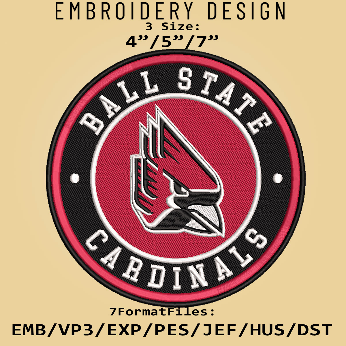 NCAA Logo Ball State Cardinals, Embroidery design, Embroider | Inspire ...