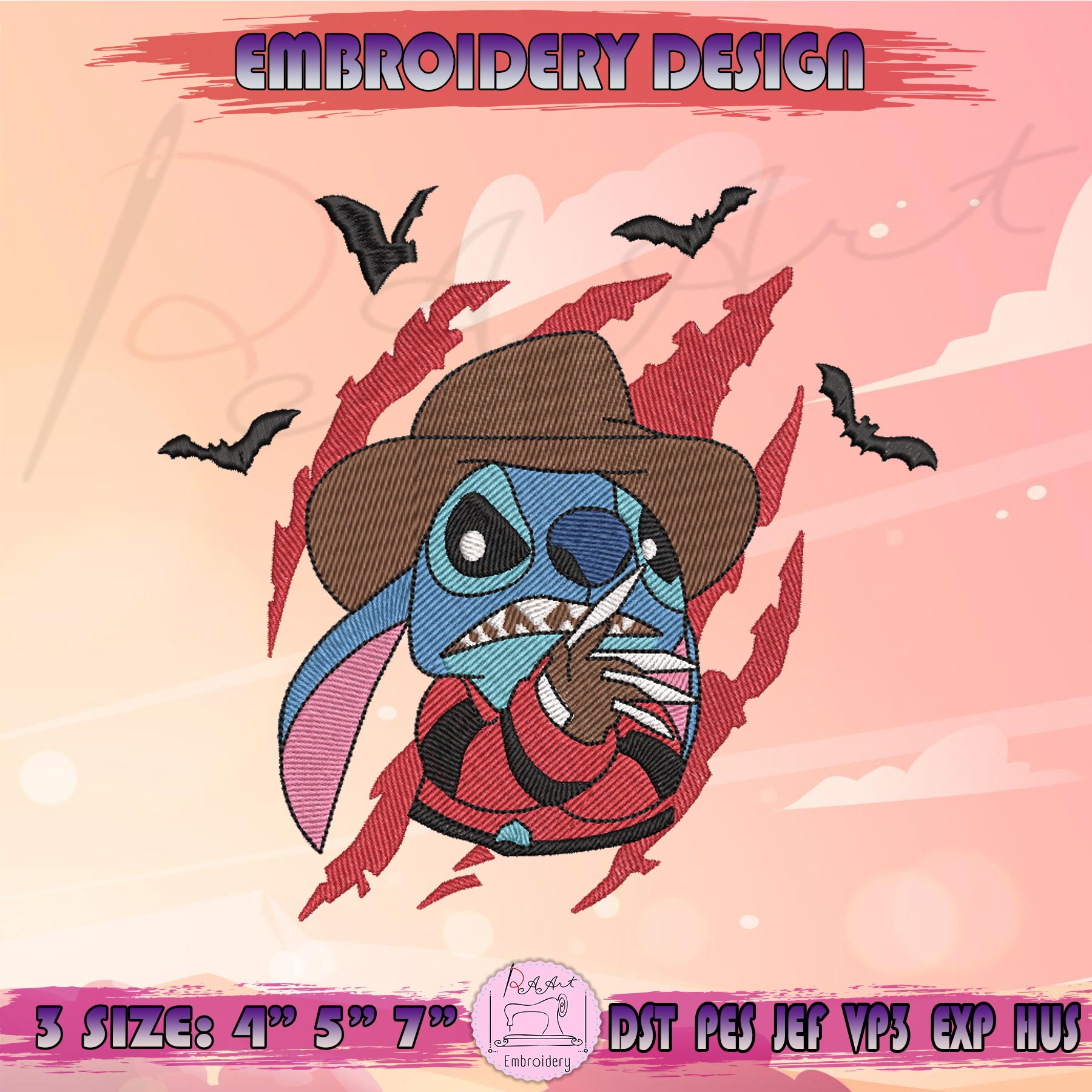 Freddy Stitch Embroidery Design, Freddy Krueger Embroidery, | Inspire ...