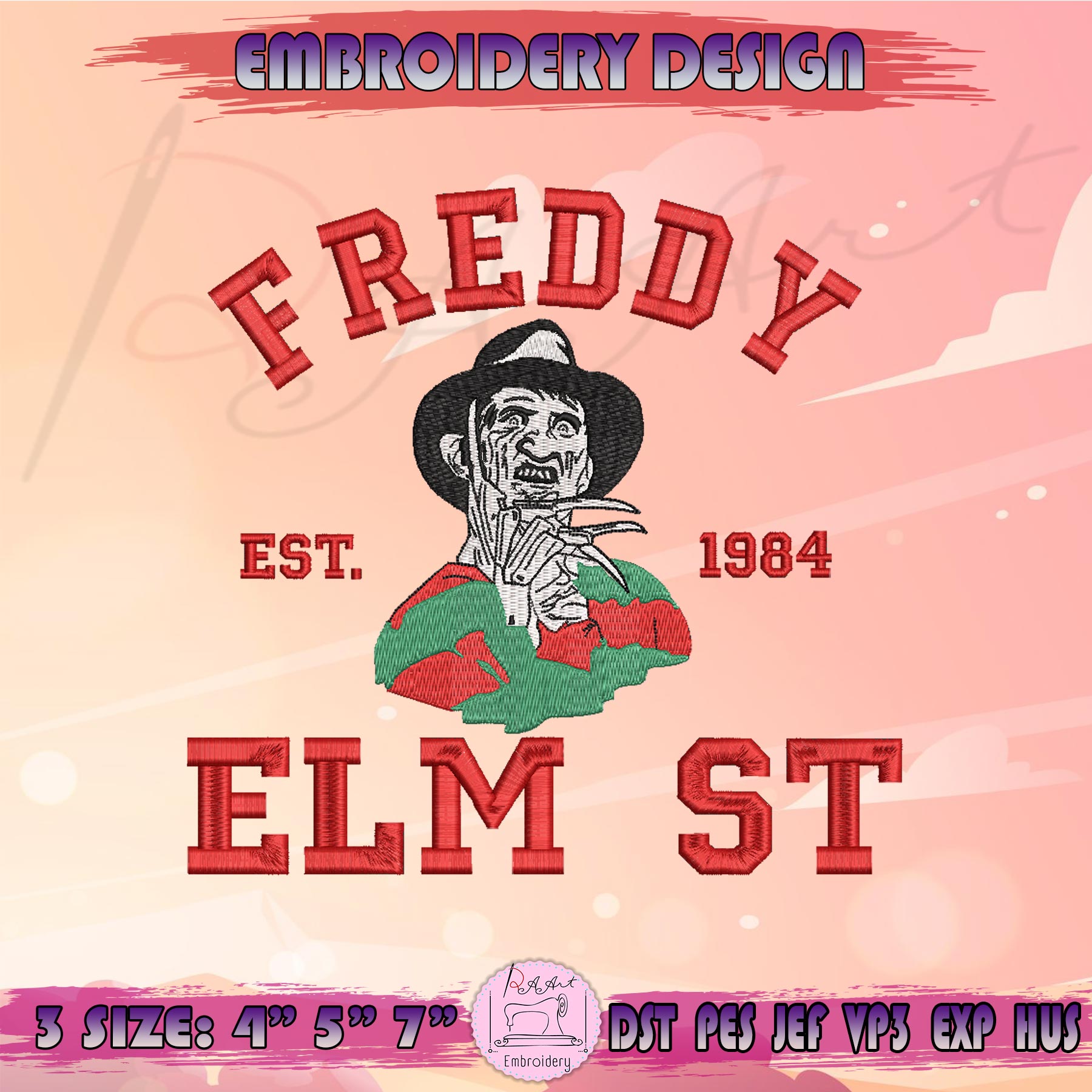 Freddy ELM ST Embroidery Design, Freddy Krueger Embroidery, | Inspire ...