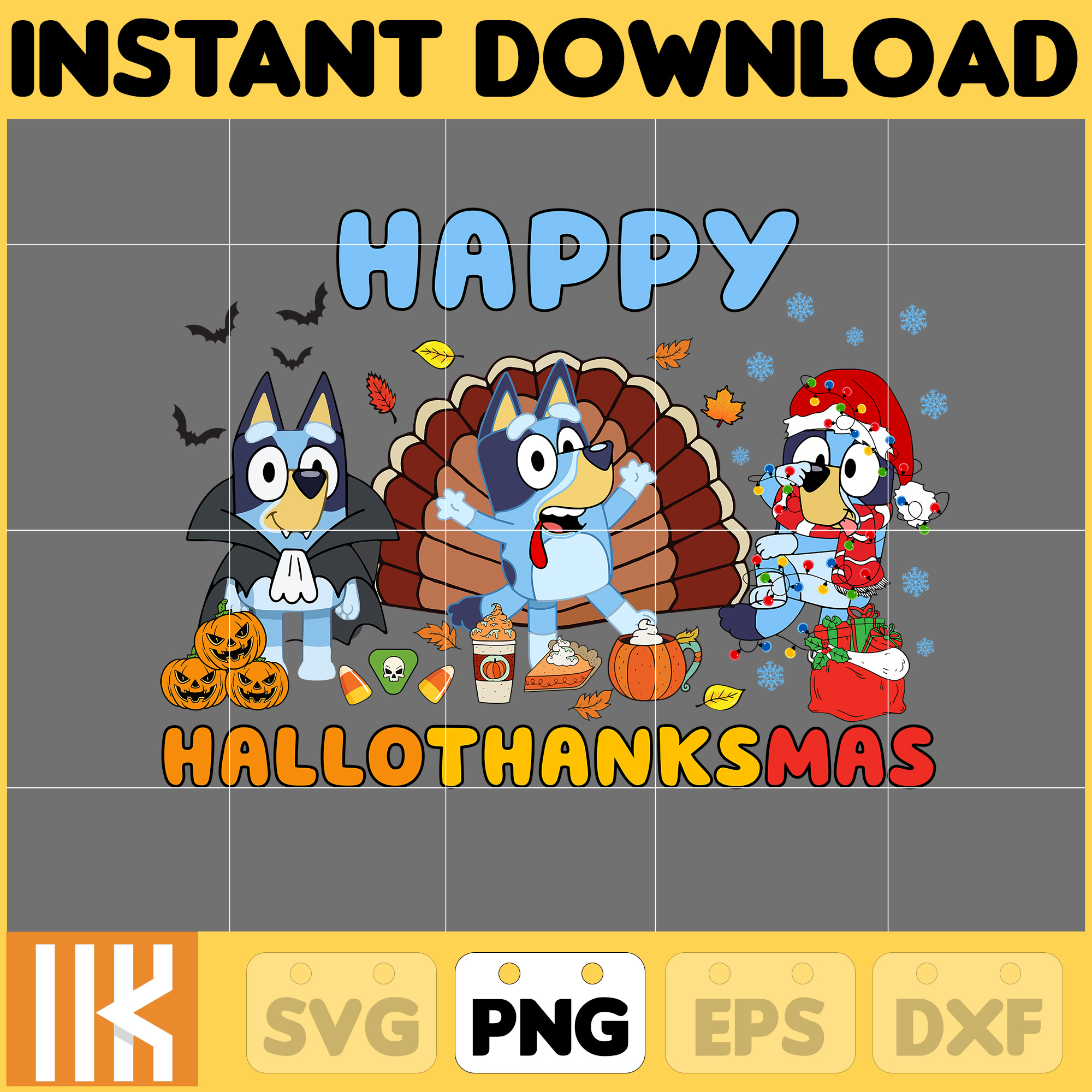 Thanksgiving Bluey Dog Png, Bluey Happy Hallothanksmas Png , | Inspire ...
