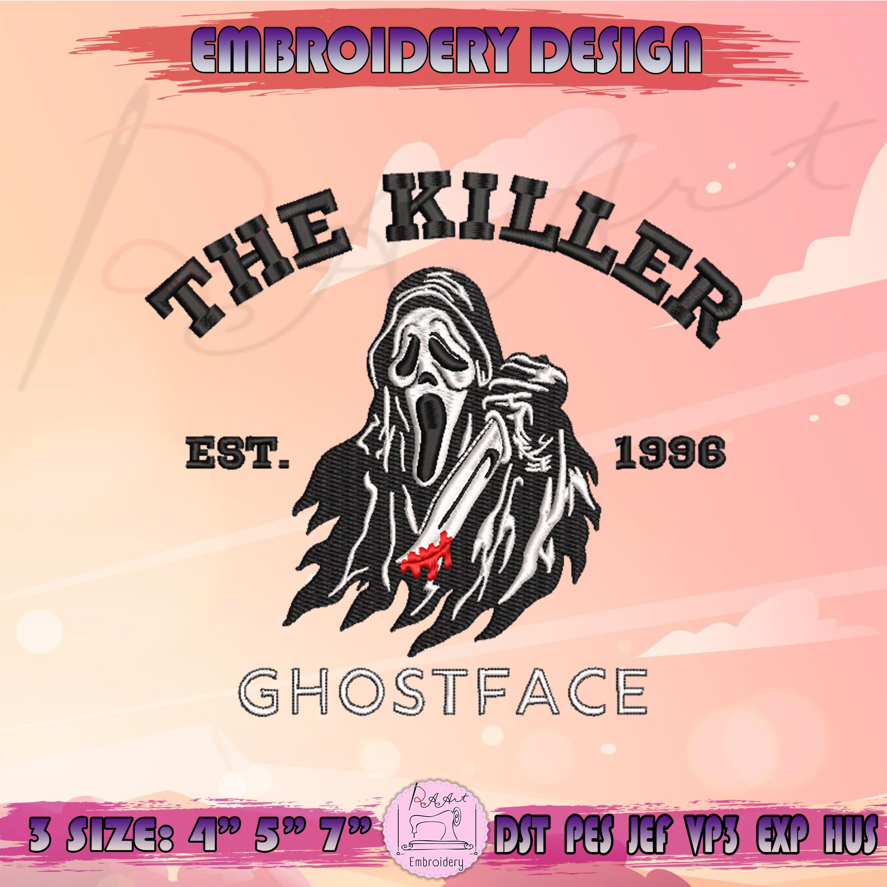The Killer Ghost Face Embroidery Design, Scream Embroidery, | Inspire ...