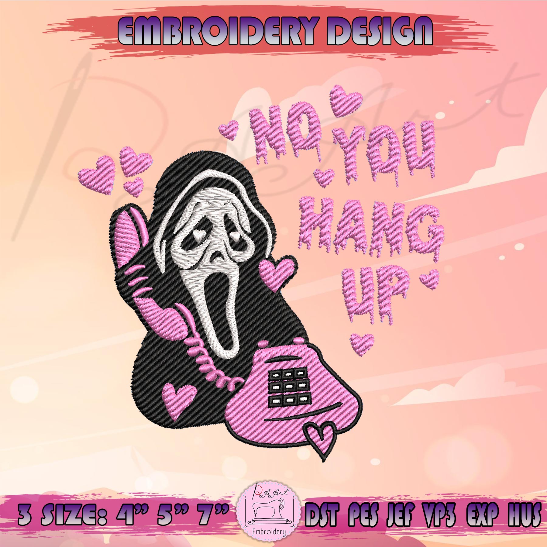 No You Hang Up Embroidery Design, Ghost Face Embroidery, Scr | Inspire ...