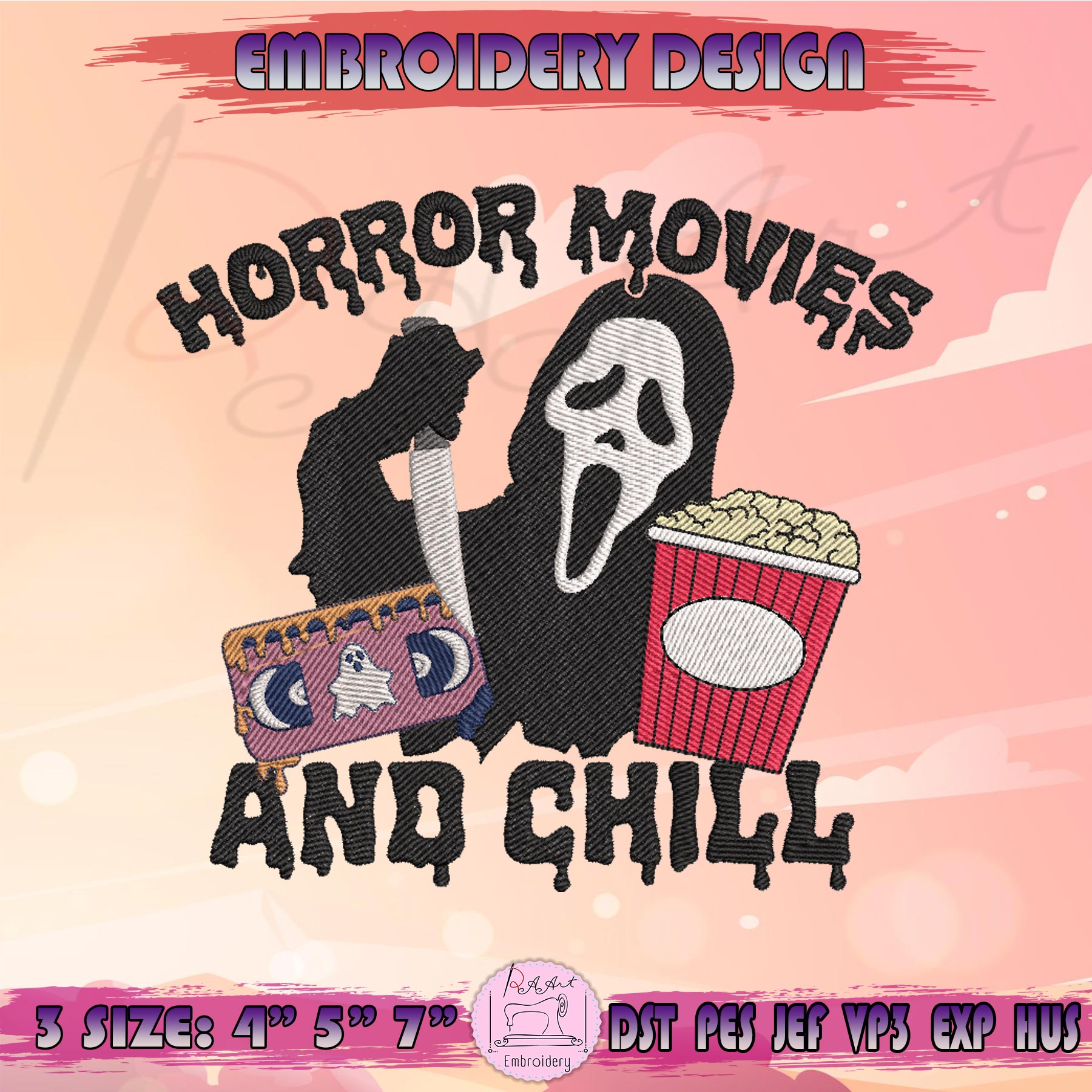 Horror Movies And Chill Embroidery Design, Ghost Face Embroi | Inspire ...