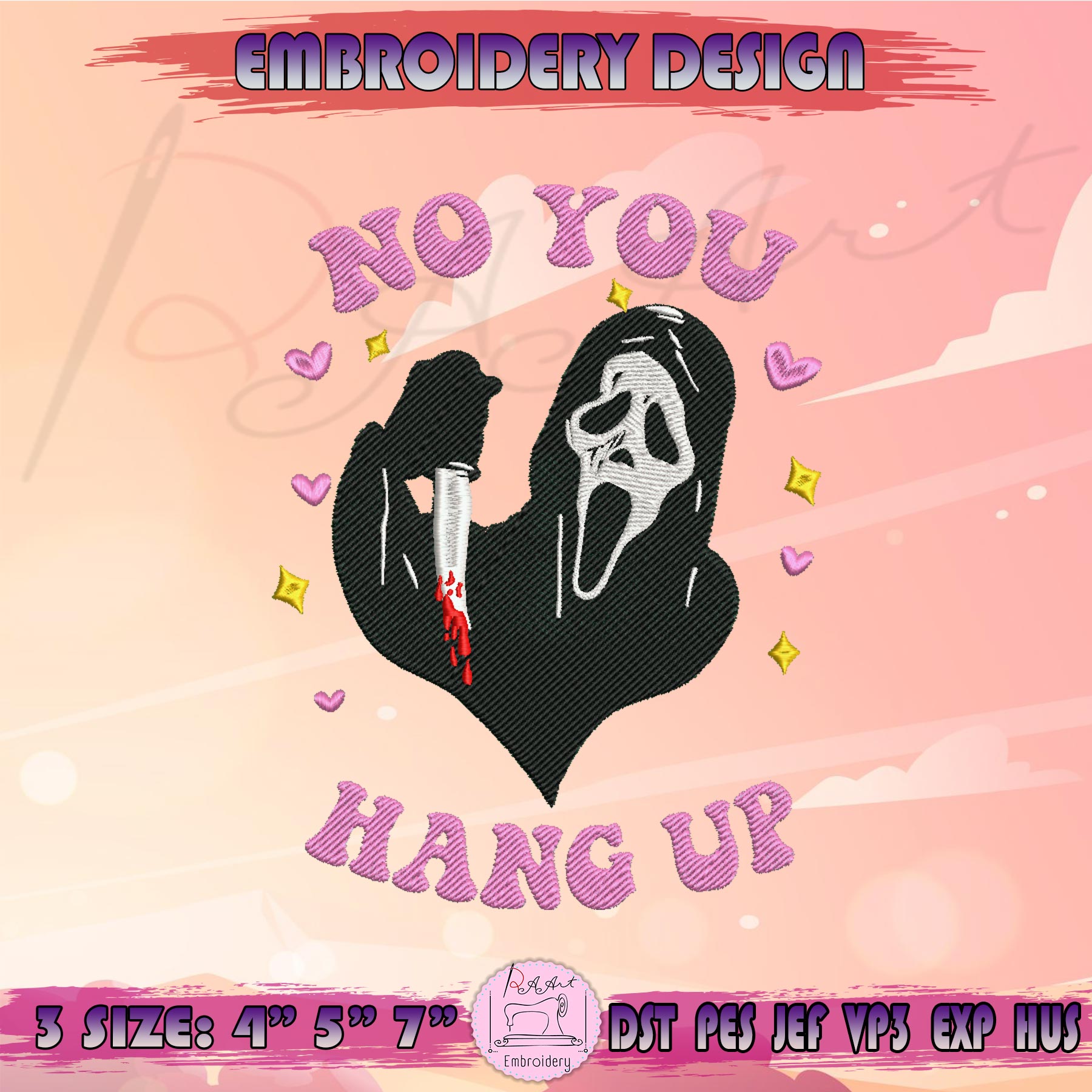 No You Hang Up Embroidery Design, Scream Embroidery, Ghost F | Inspire ...