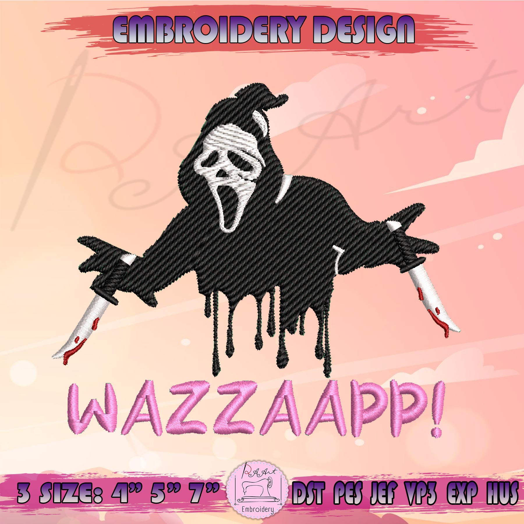 Ghost Face Embroidery Design, Scream Embroidery, Horror Movi | Inspire ...