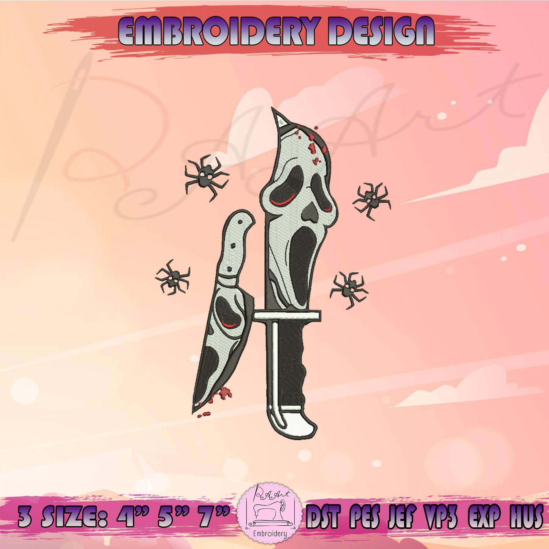Ghost Face Knife Embroidery Design, Ghost Face Embroidery, S | Inspire ...
