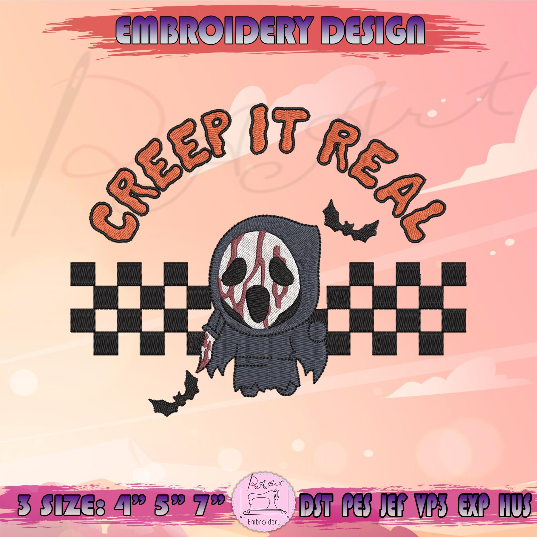 Creep It Real Embroidery Design, Ghost Face Embroidery, Scre | Inspire ...