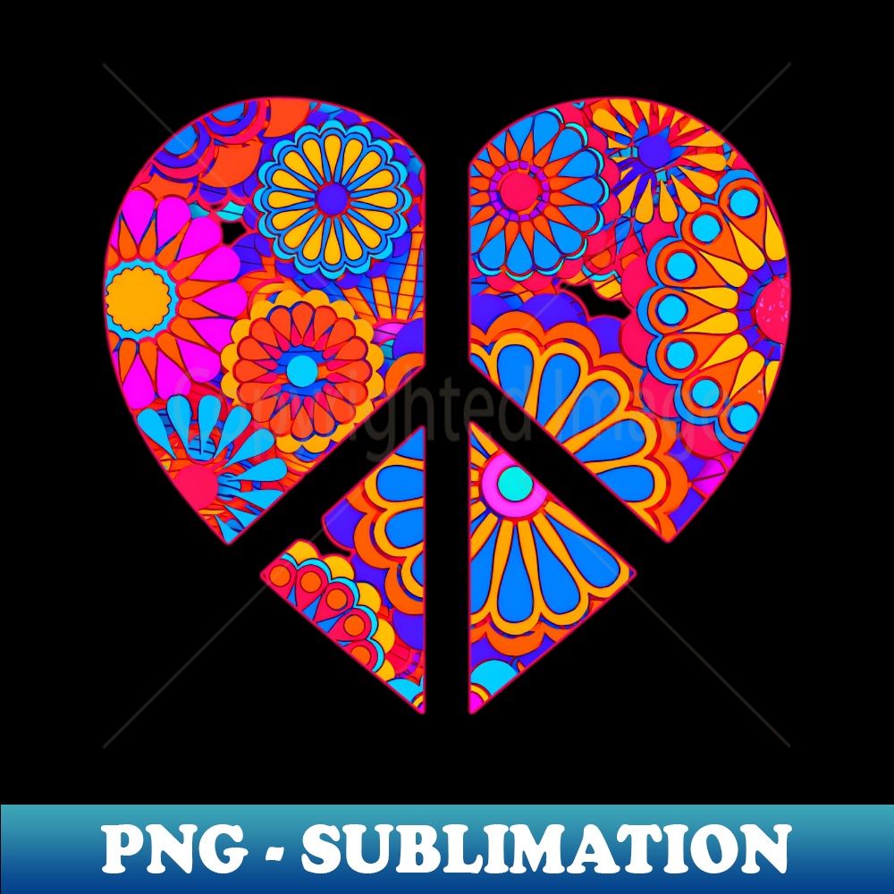Colorful Bohemian Flower Peace Sign Heart - PNG Transparent | Inspire ...