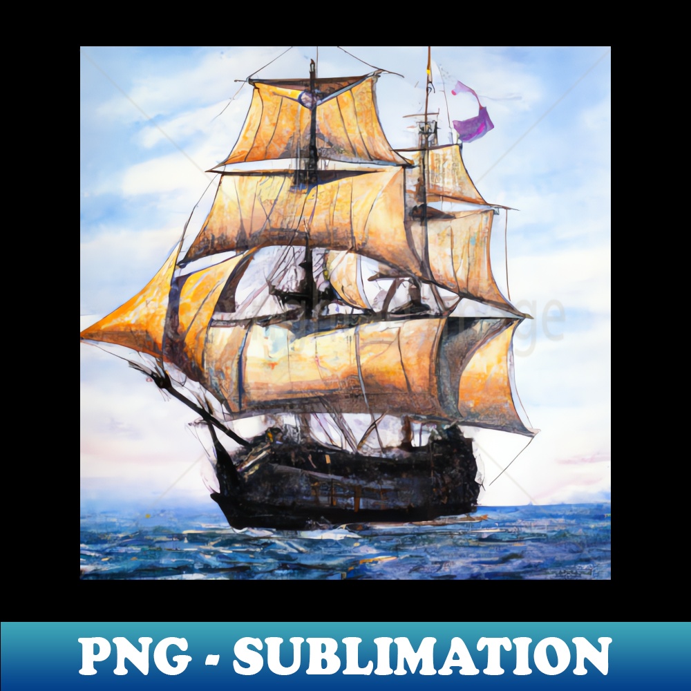 Pirate Ship Under Full Sail - Trendy Sublimation Digital Dow | Inspire ...