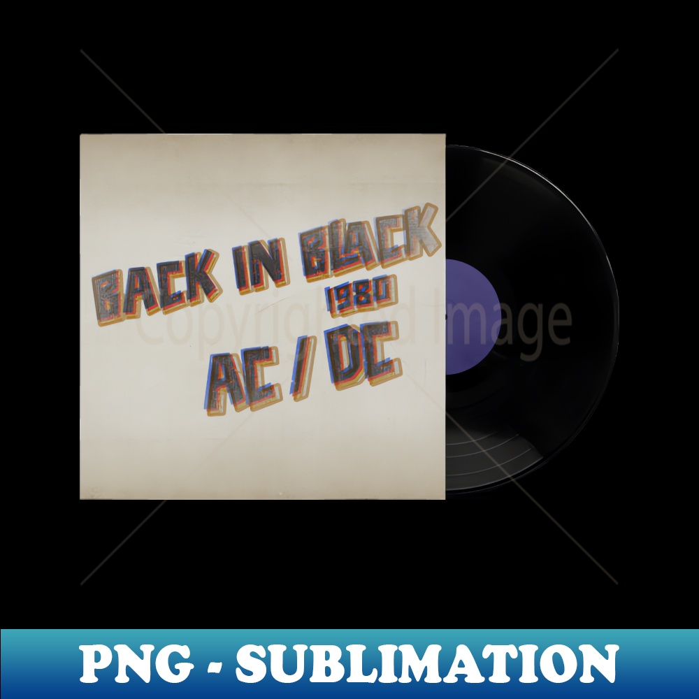 RETRO VINYL BLACK IN BACK ACDC - Decorative Sublimation PNG | Inspire ...