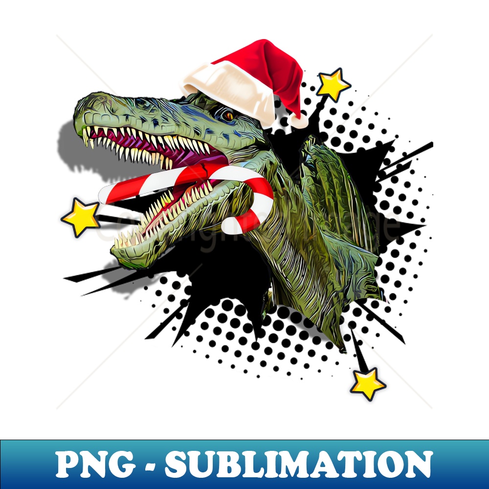 Dinosaur T-Rex with Santa Hat and Candy Cane Christmas - Ret | Inspire ...