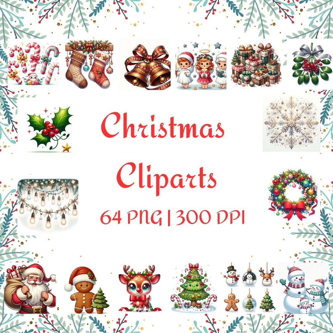 Premium Christmas Clipart Collection: 64 High-Resolution Non - Inspire ...