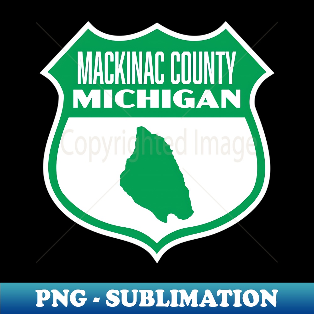 Mackinac County Michigan Retro Shield Island Shape - Green - | Inspire ...