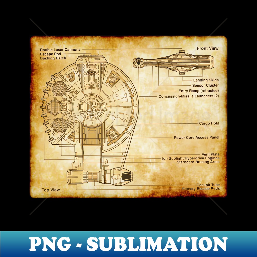 Rebel Freighter Parchment Blueprint - Modern Sublimation PNG - Inspire ...