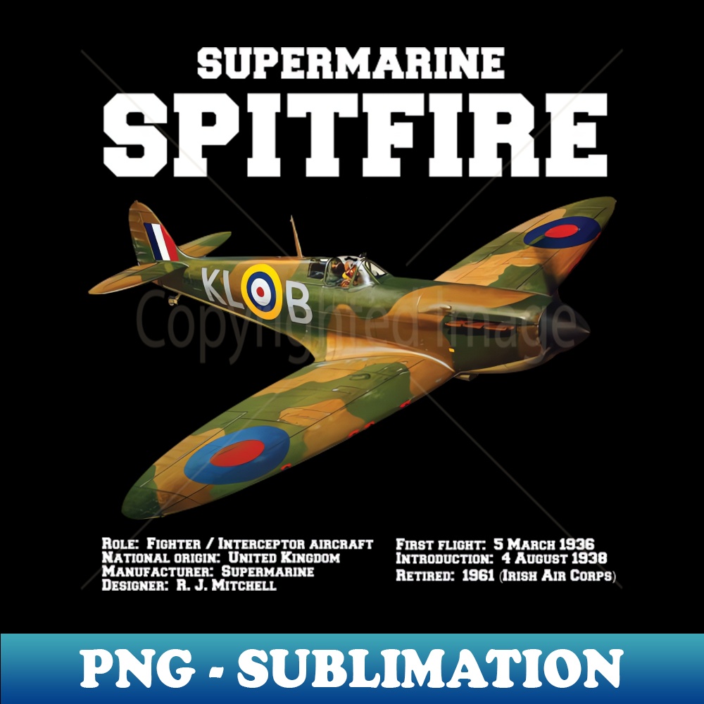 Supermarine Spitfire WW2 Plane - Stylish Sublimation Digita - Inspire Uplift