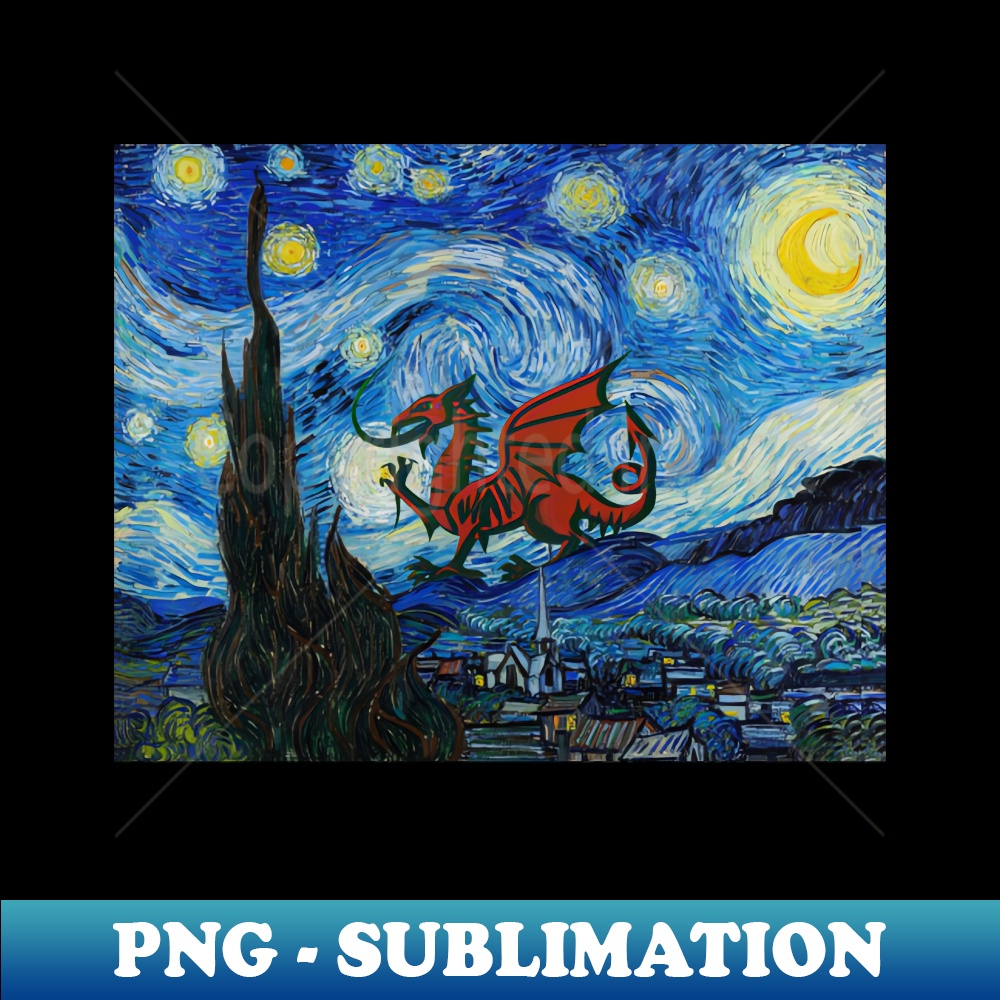 Welsh Dragon in a Starry Night - Exclusive PNG Sublimation D | Inspire ...