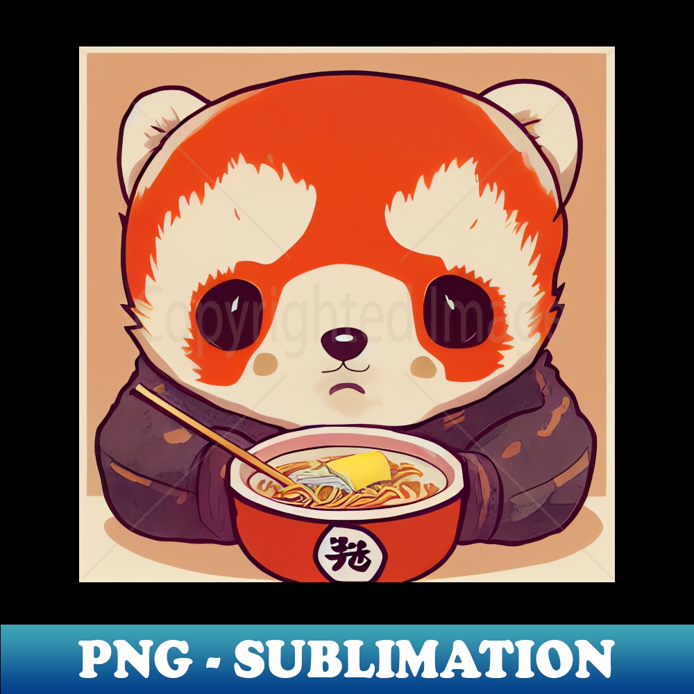 Kawaii Red Panda Eating Ramen - PNG Transparent Sublimation | Inspire ...