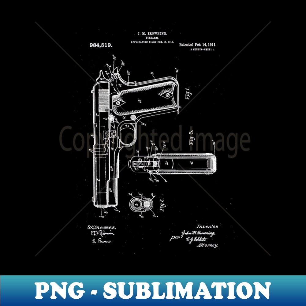 World War 2 Weapon Blueprint M1911 Pistol - Exclusive PNG Su - Inspire ...