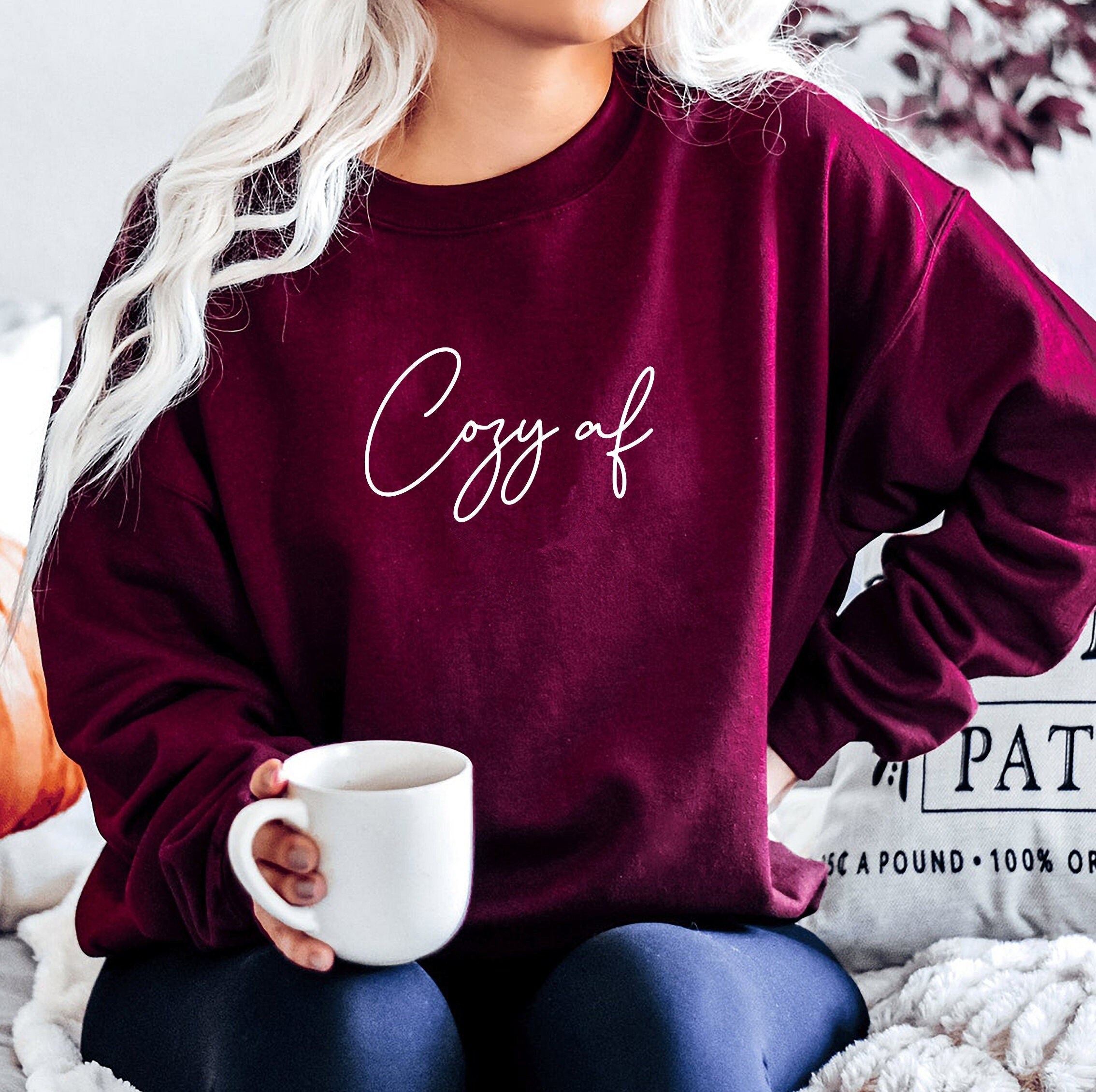 Cozy AF Sweatshirt, minimal Christmas Sweatshirt, cozy vibes - Inspire ...