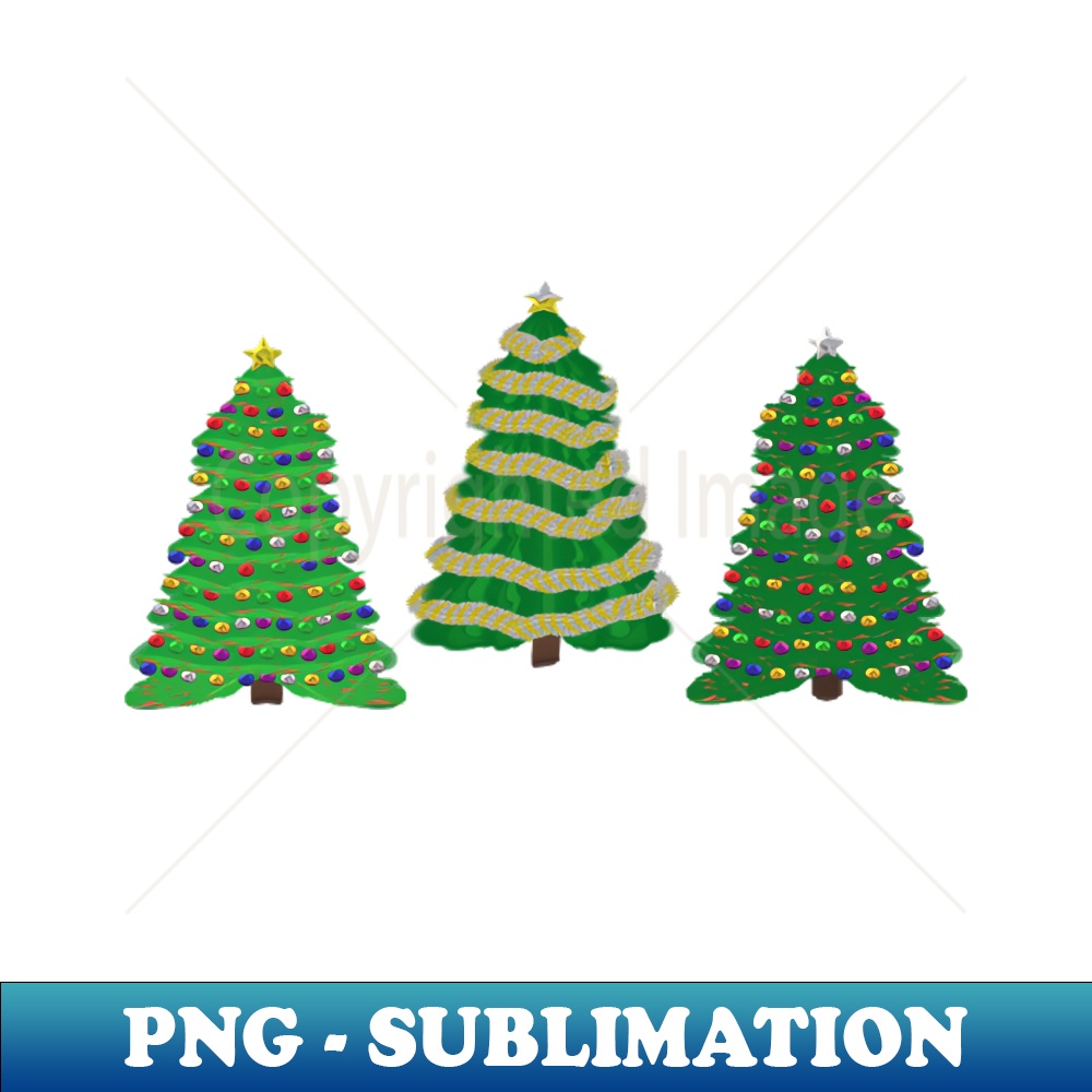 Festive Christmas Trees Trio Red Background - Creative Subli | Inspire ...