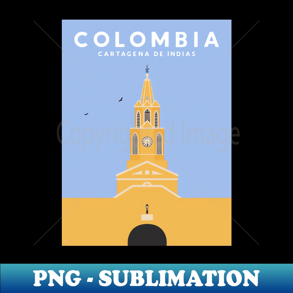 Cartagena Colombia Clock Tower Travel Poster - Digital Subli | Inspire ...