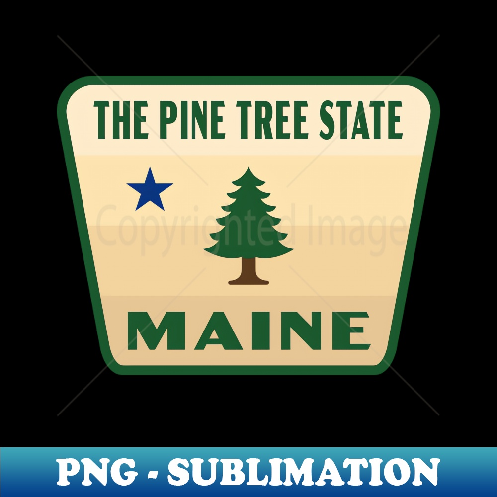 The Pine Tree State Maine Retro Pine Tree Badge Tan - Signat | Inspire ...