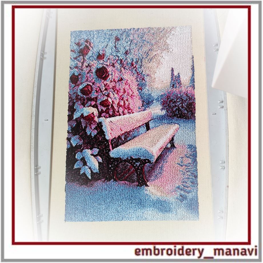 Machine embroidery design photo stitch First snow | Inspire Uplift