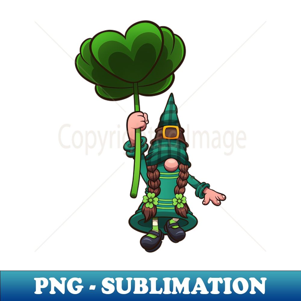 Female Leprechaun Gnome Flying With Clover Leaf - PNG Transp | Inspire ...