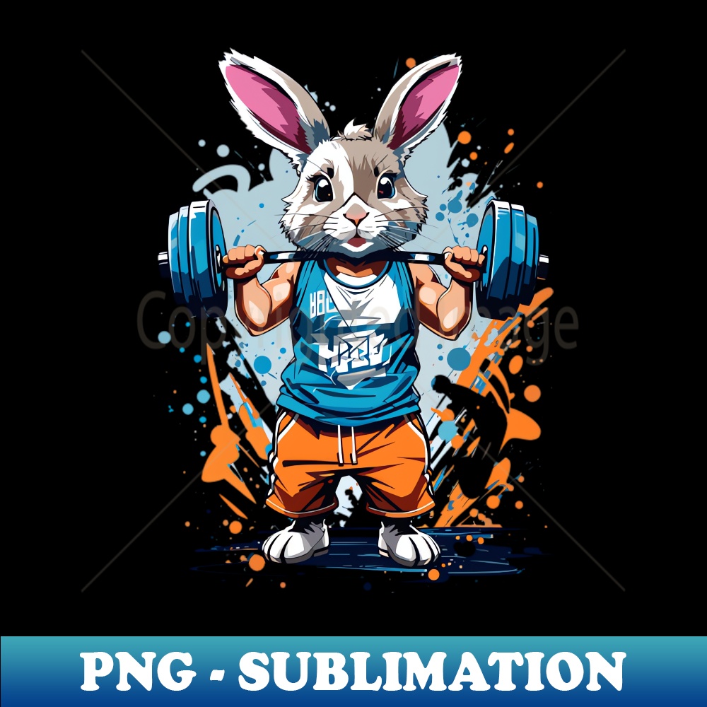 Cute Bunny Lifting Weights - Stylish Sublimation Digital Dow | Inspire ...