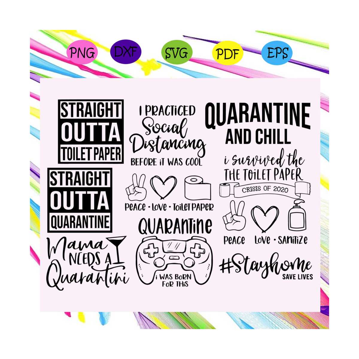 Quarantine Svg, Peace Love Sanitize Svg, Social Distancing S - Inspire ...