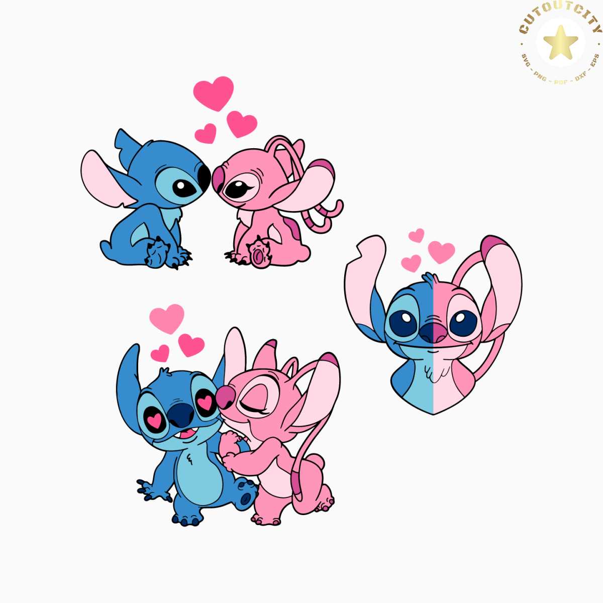 Stitch and Angel DXF, SVG, PNG Files Lilo & Stitch Stitch V | Inspire ...
