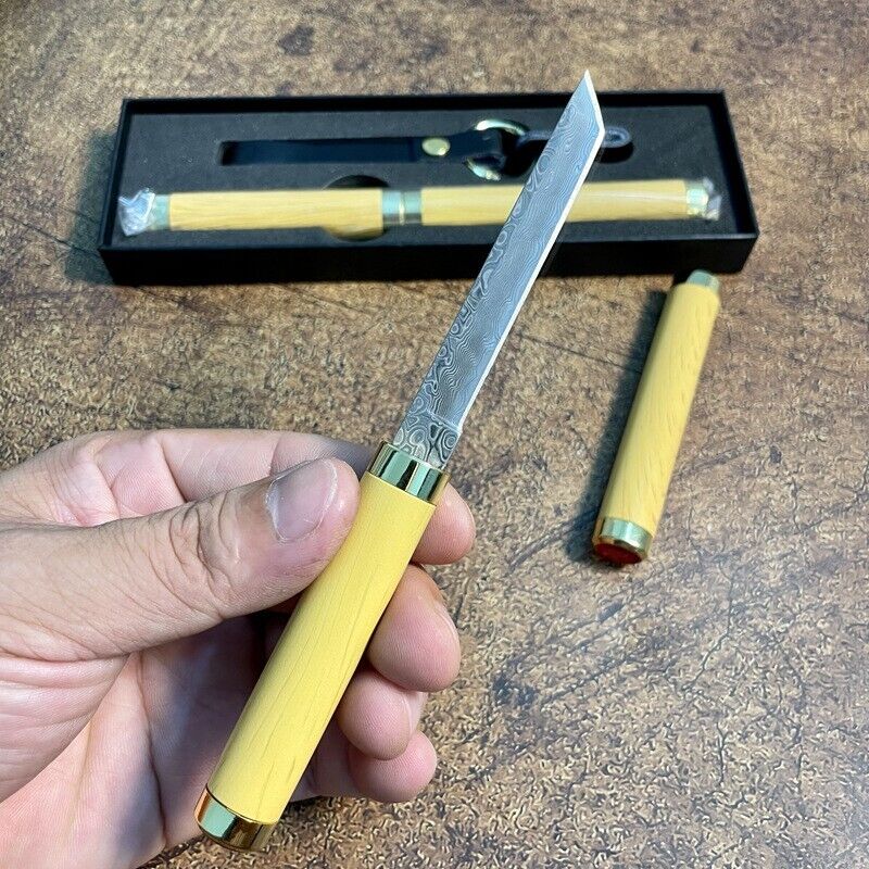 Mini Tanto Knife Fixed Blade Hunting Survival Camp Damascus | Inspire ...