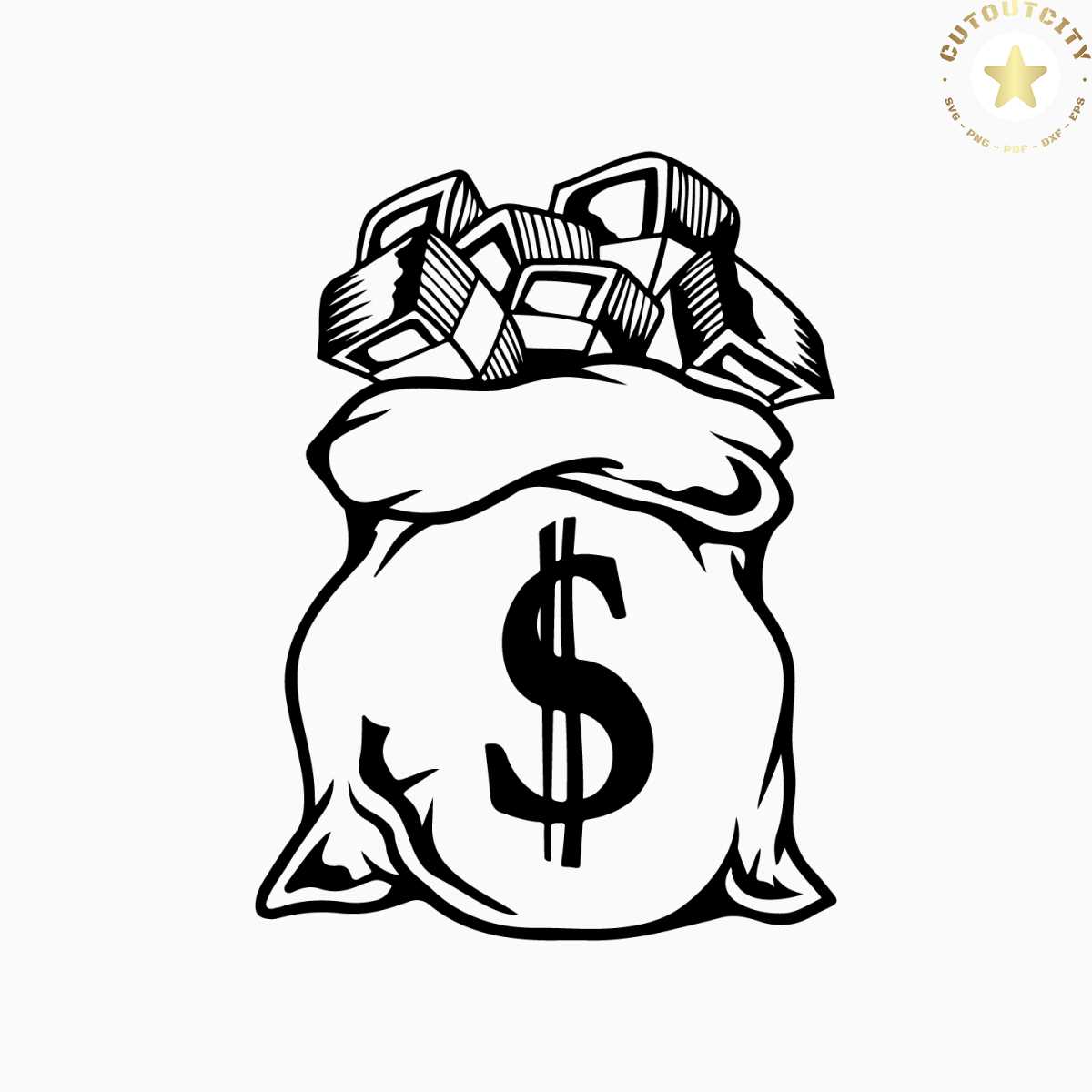 Money Bag Svg File | Money Bag Clipart | Cash Bag Svg | Doll | Inspire ...